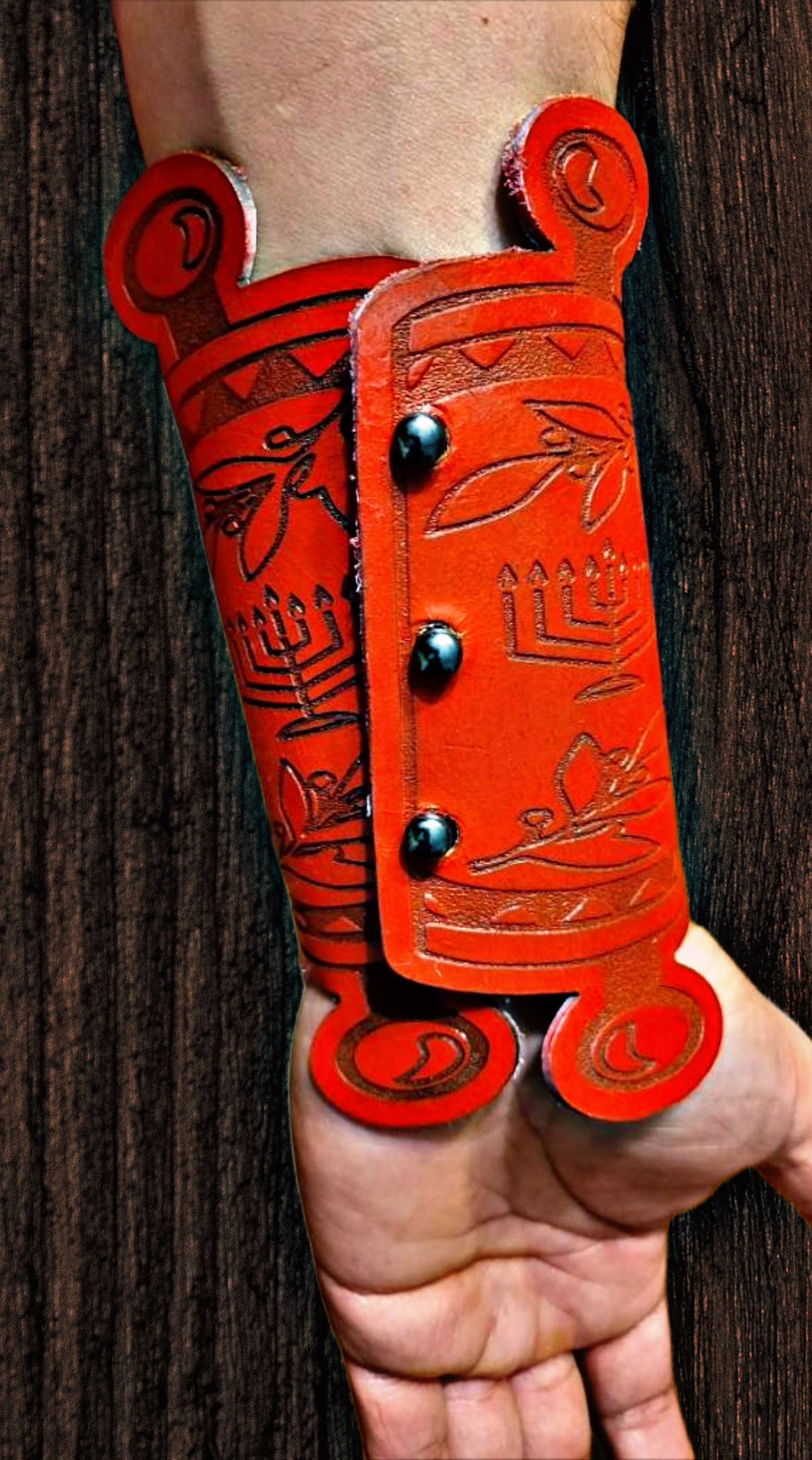 Authentic 100% Leather War Bracer Armbands, Leather Cuff, Leather Armor ...