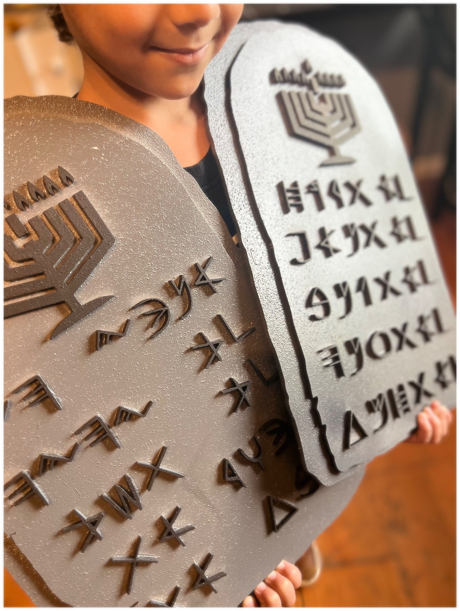 Handcrafted Wooden Ten Commandments Plaques in Hebrew - Etsy