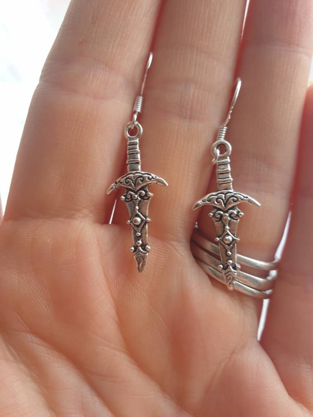 Dagger Sword Dangly Charm Earrings in Gift Bag - Etsy