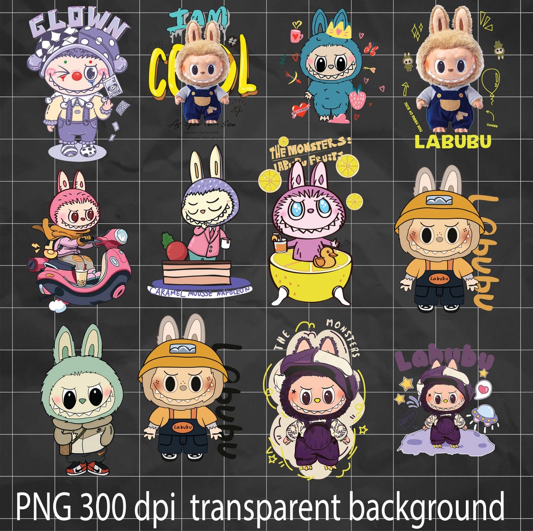 12 PNG Labubu for Digital Download,different Character Styles , T-shirt ...