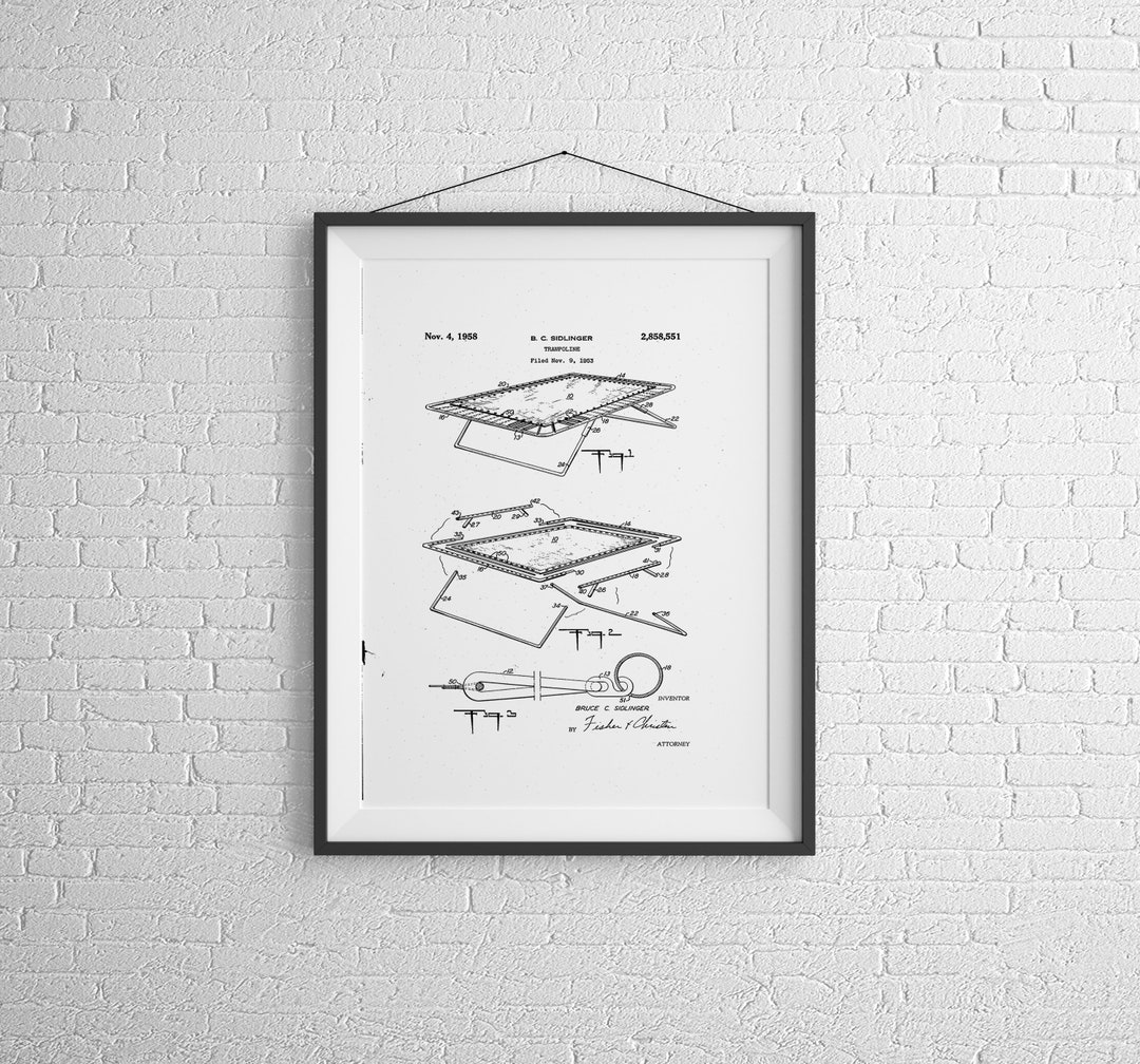Patent 1953 Trampoline Restored Vintage Patents High Quality Home Decor ...