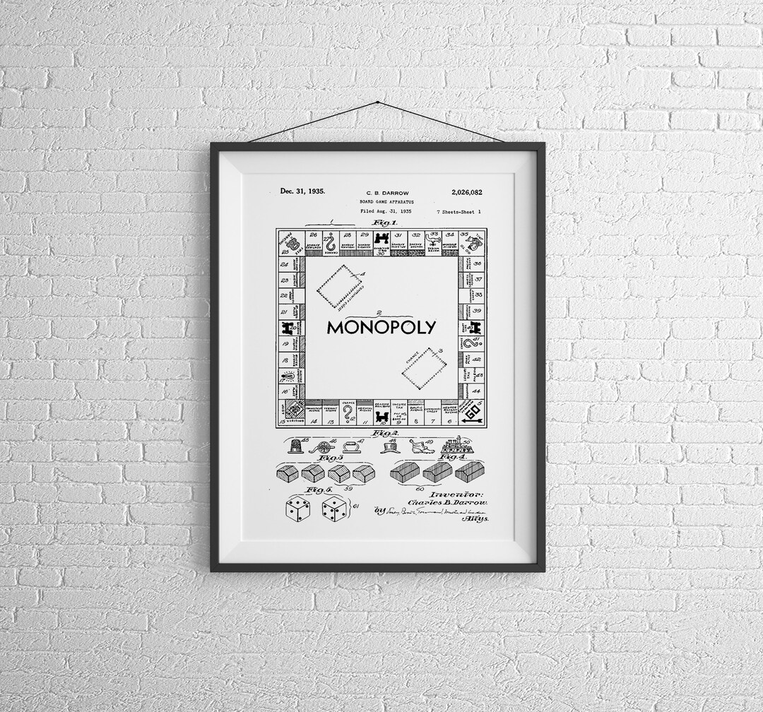 Patent - 1935 Monopoly Game Board - Restored Vintage Patents - High ...