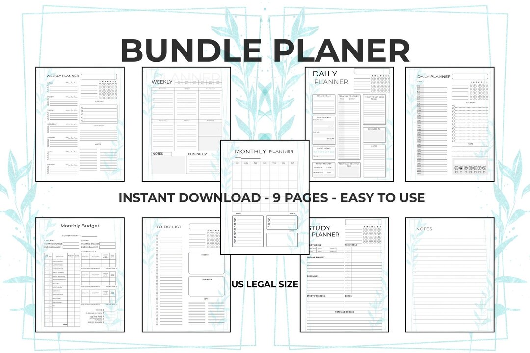 Minimalist Printable Planer Bundle- Daily, Weekly, Montly Budget & To ...