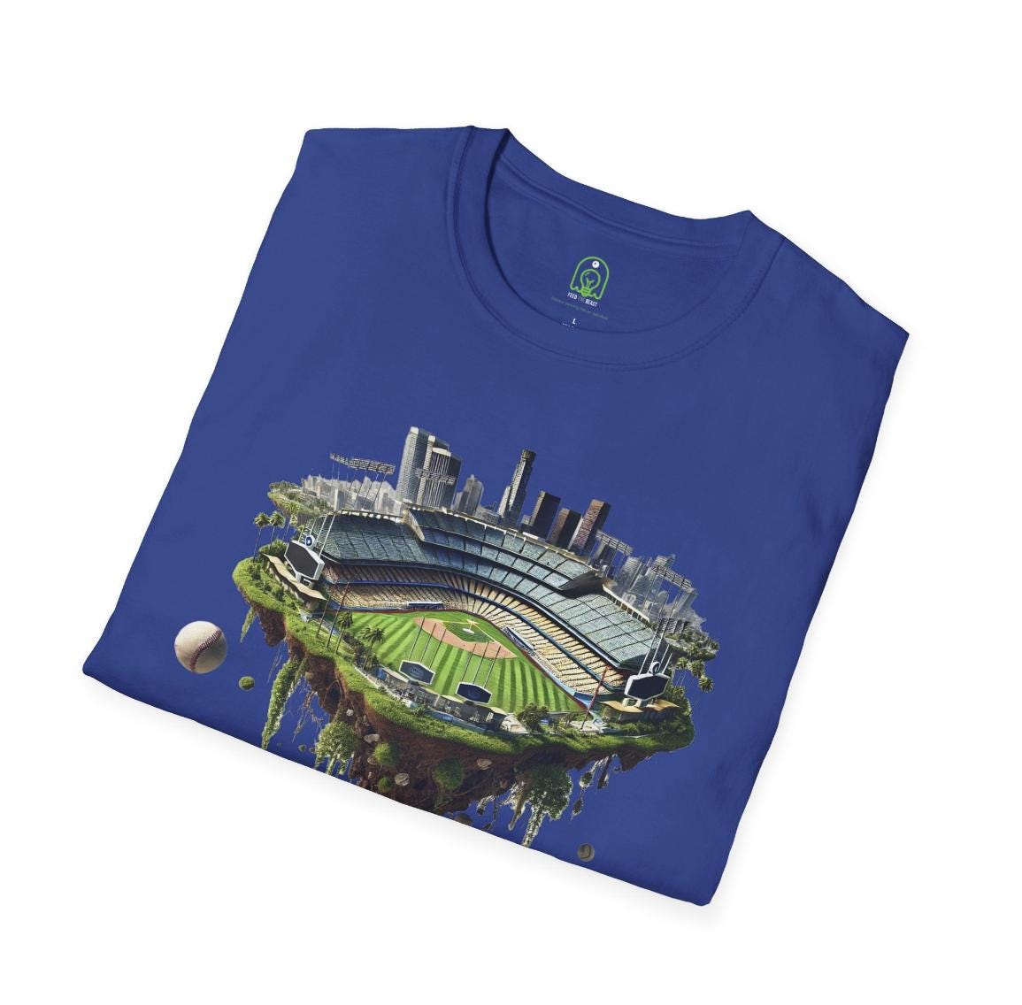 Floating Baseball Stadium T-shirt, White & Blue Shirt, Dodgers Stadium ...