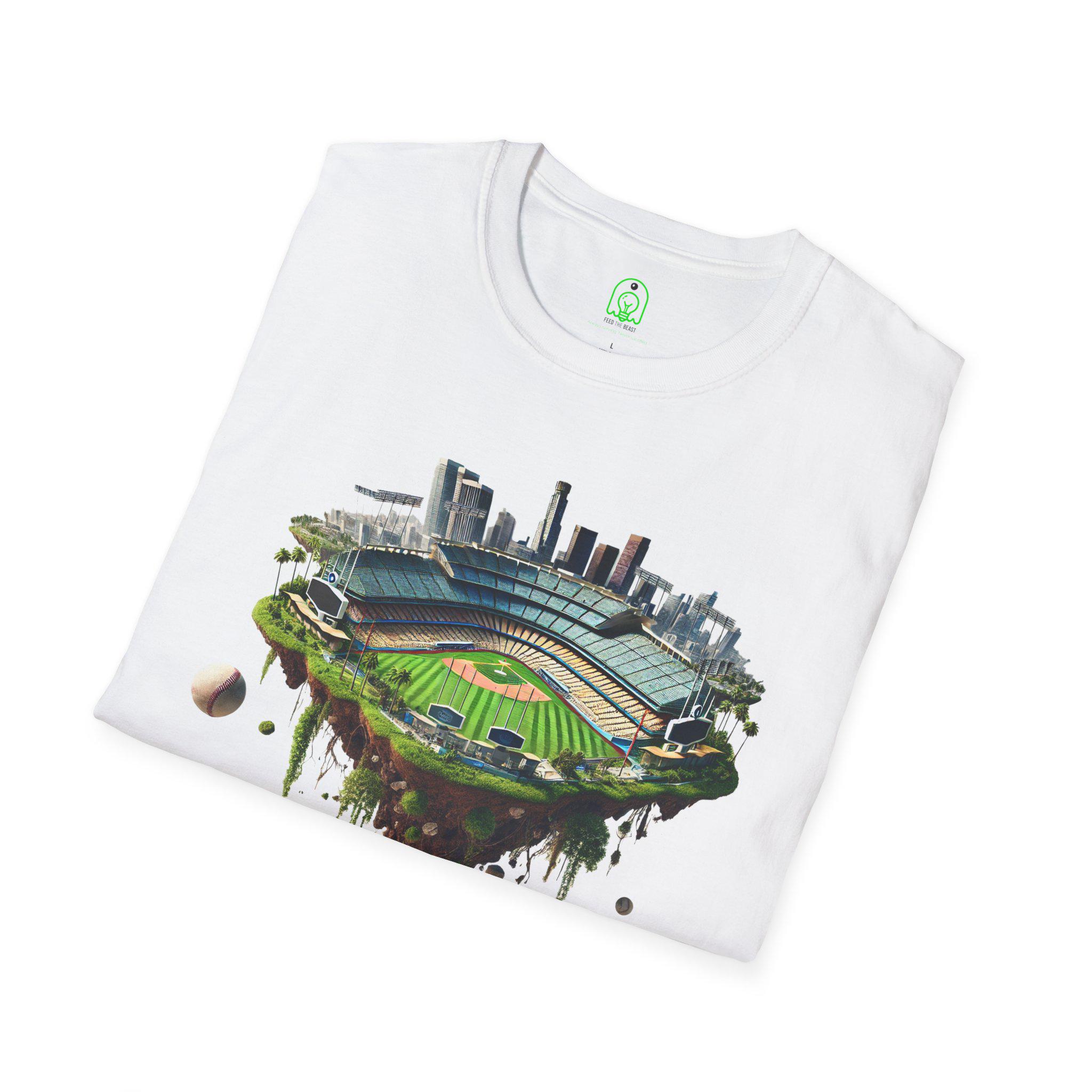 Floating Baseball Stadium T-shirt, White & Blue Shirt, Dodgers Stadium ...