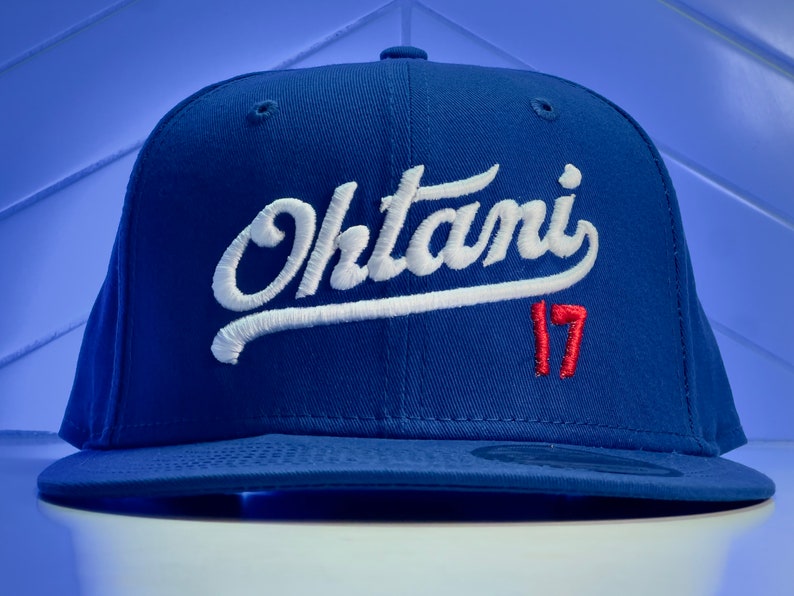 Shohei Ohtani 17 Snapback Hat, Custom 3d Puff Embroidered Blue Cap ...