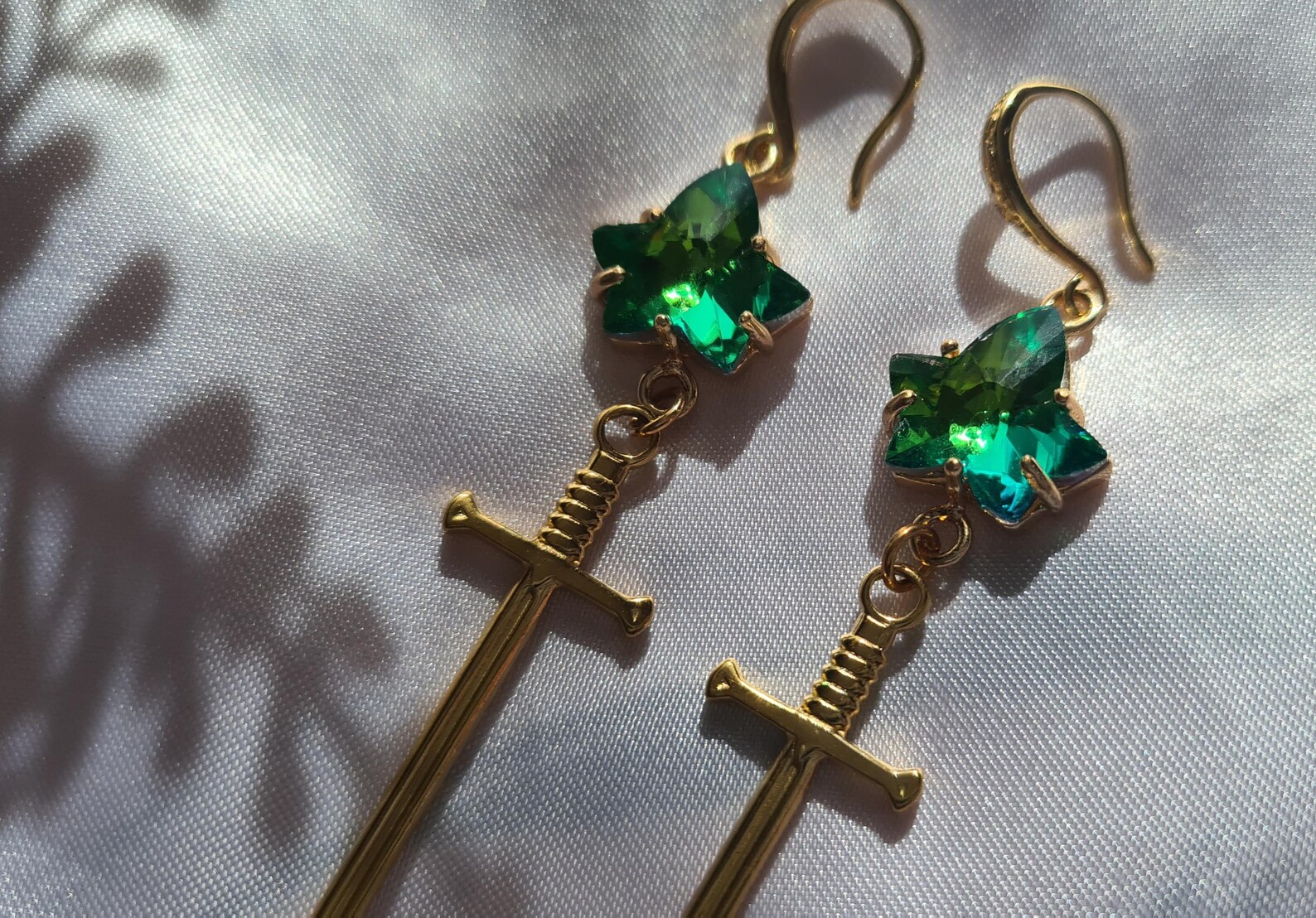 Woodland Warrior Earrings | Dainty Leaf & Sword Handcrafted Elven Fae ...