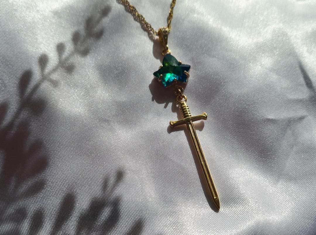 Woodland Warrior Necklace | Dainty Leaf & Sword Handcrafted Elven Fae ...
