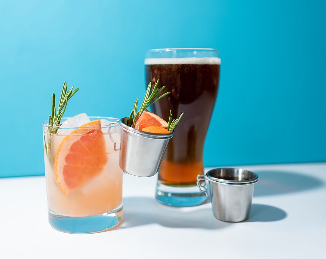 Garnish / Shot Buckets - Silver | Set of 4 | 2oz Metal Shot Glass With ...