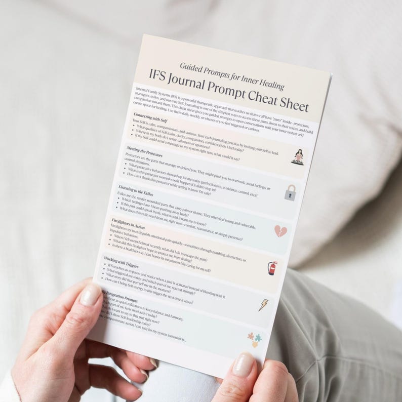 IFS Journal Prompts Cheat Sheet, Trauma Healing and Self-reflection ...