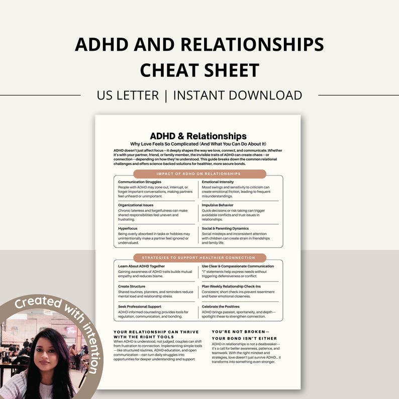 ADHD Relationships Cheat Sheet: Couples Communication Guide (PDF ...