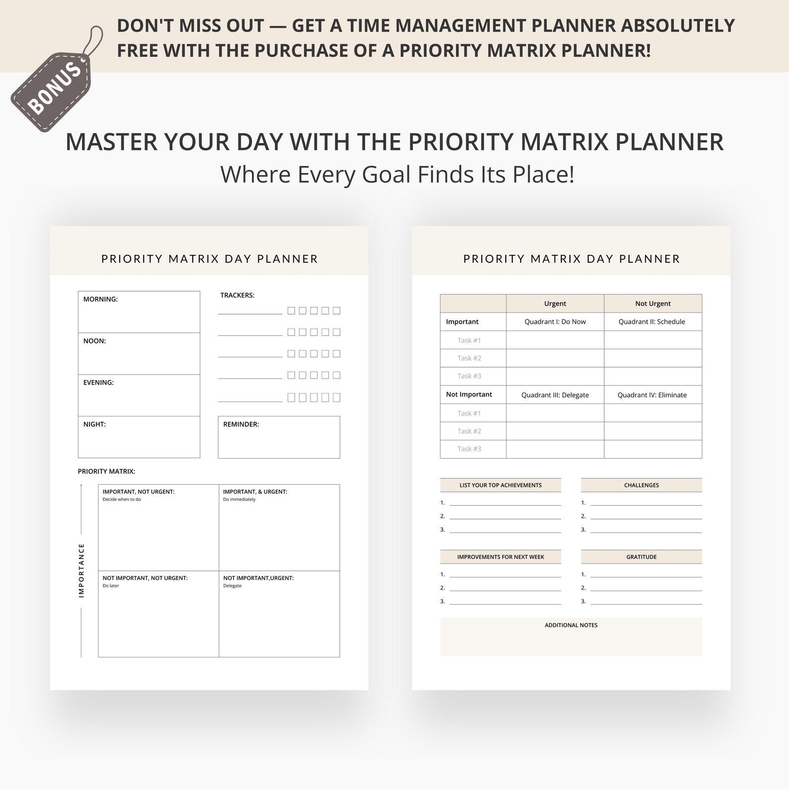 Priority Matrix Planner for Productivity Strategies Daily Task ...