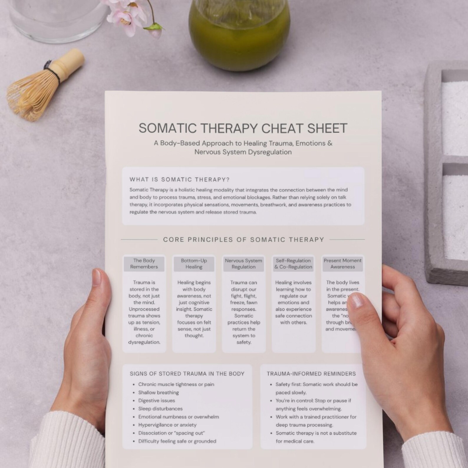 Somatic Therapy Cheat Sheet, Trauma Healing and Nervous System ...