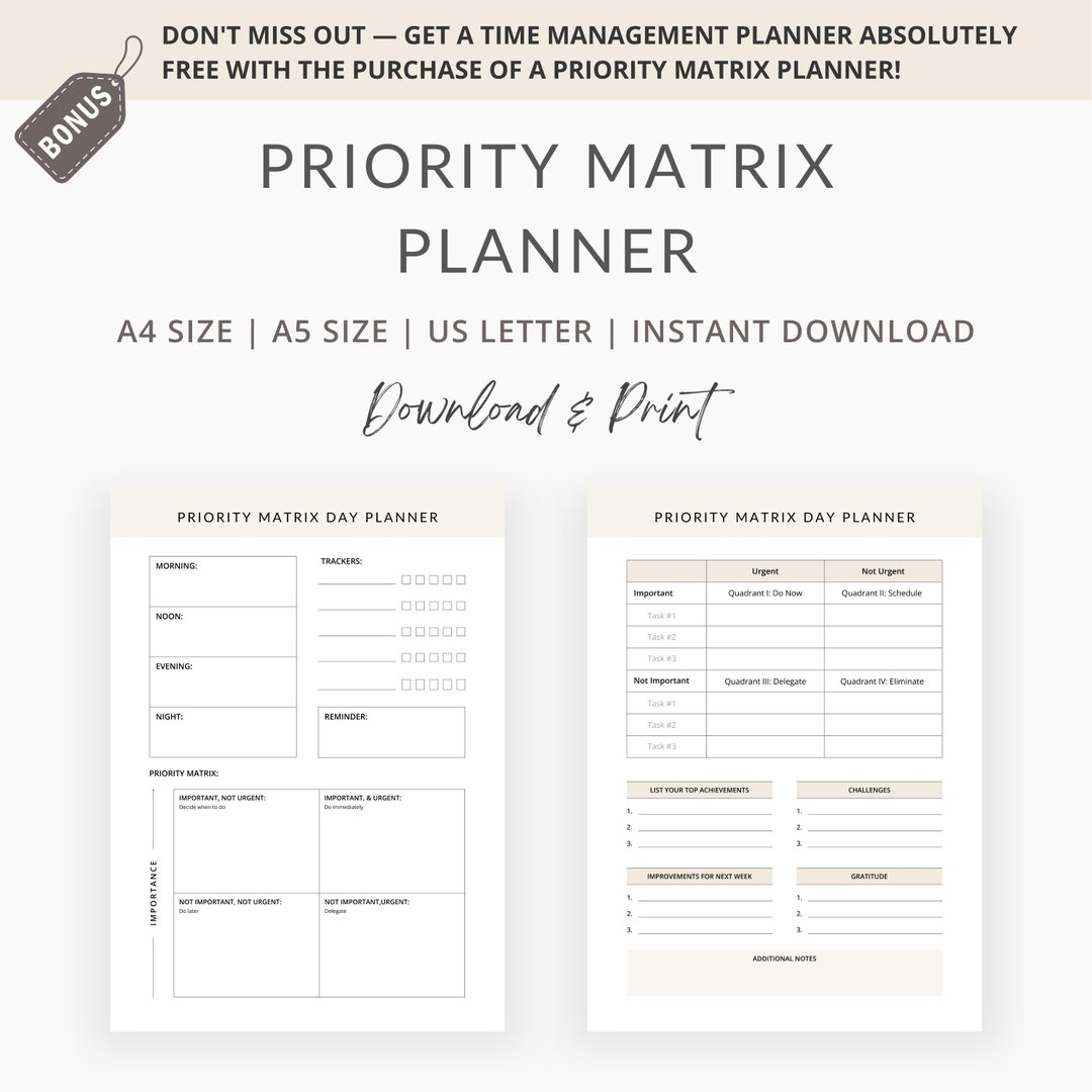 Priority Matrix Planner For Productivity Strategies Daily Task Management Task Delegation