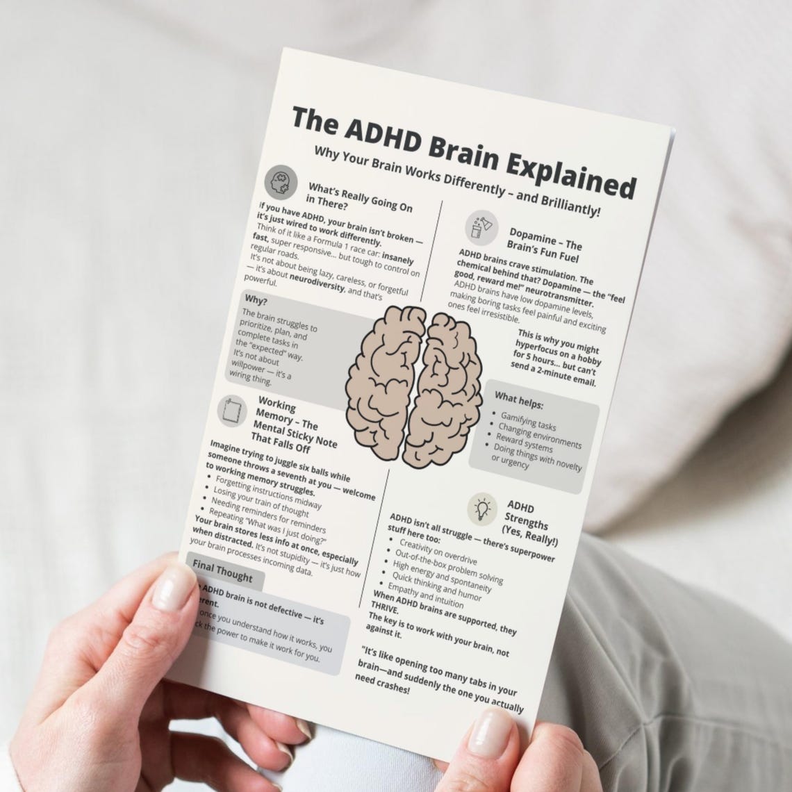 ADHD Brain Explained Cheat Sheet, Neurodiversity Educational Printable ...