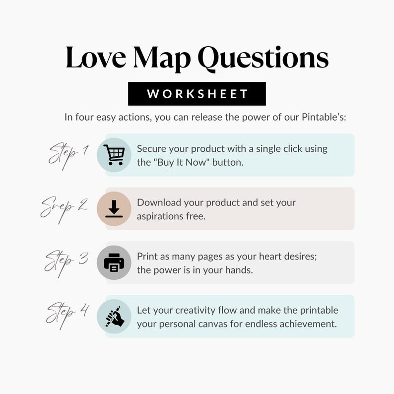 Love Map Questions Worksheet, Gottman Couples Therapy Printable ...