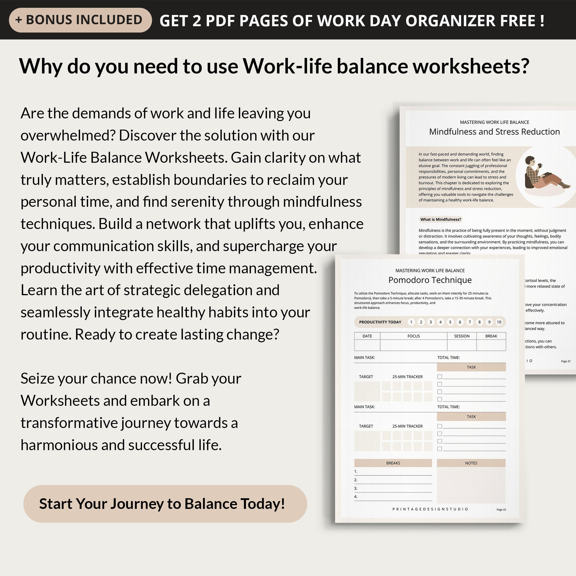 Your Comprehensive Work-life Balance Planning Sheets, A Guide to Self ...