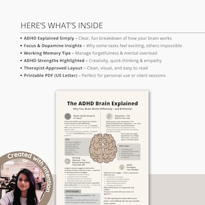 ADHD Brain Explained Cheat Sheet, Neurodiversity Educational Printable ...