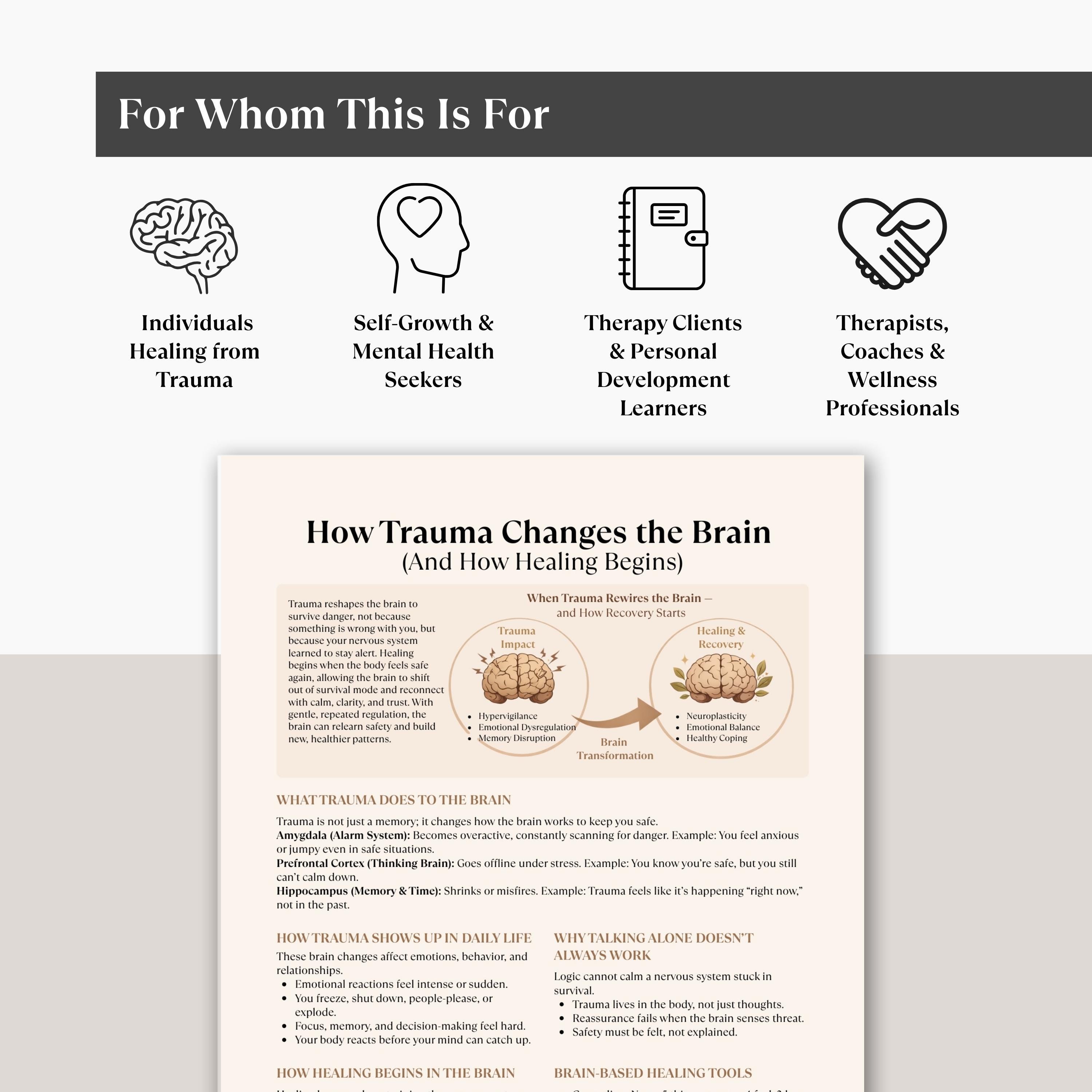 How Trauma Changes the Brain Cheat Sheet, Trauma Healing Guide, Nervous ...