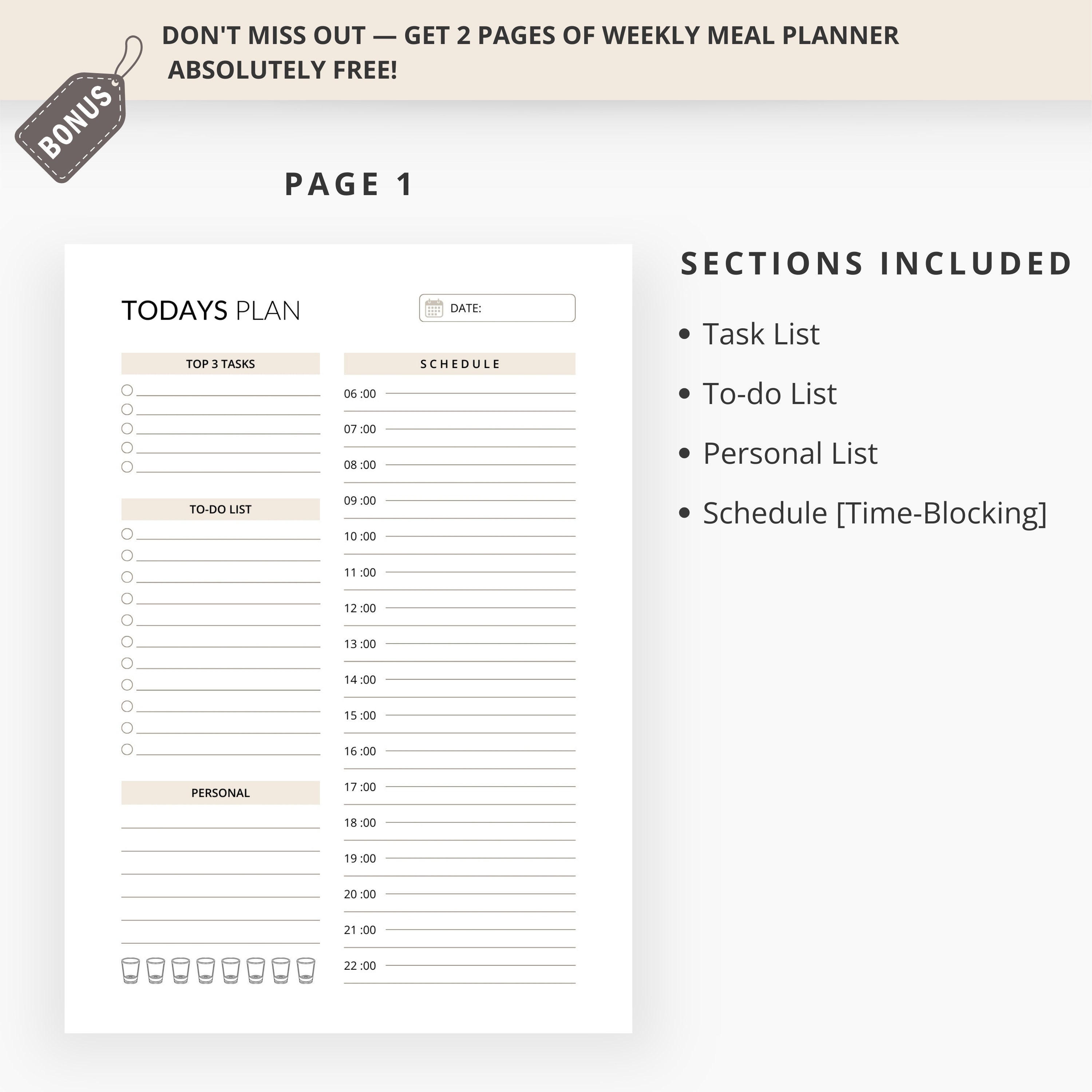 Daily Productivity Printable Employee Work Schedule PDF to Do List ...