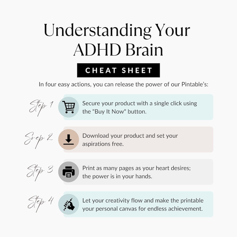 Understanding Your ADHD Brain Cheat Sheet, Adult ADHD Productivity and ...