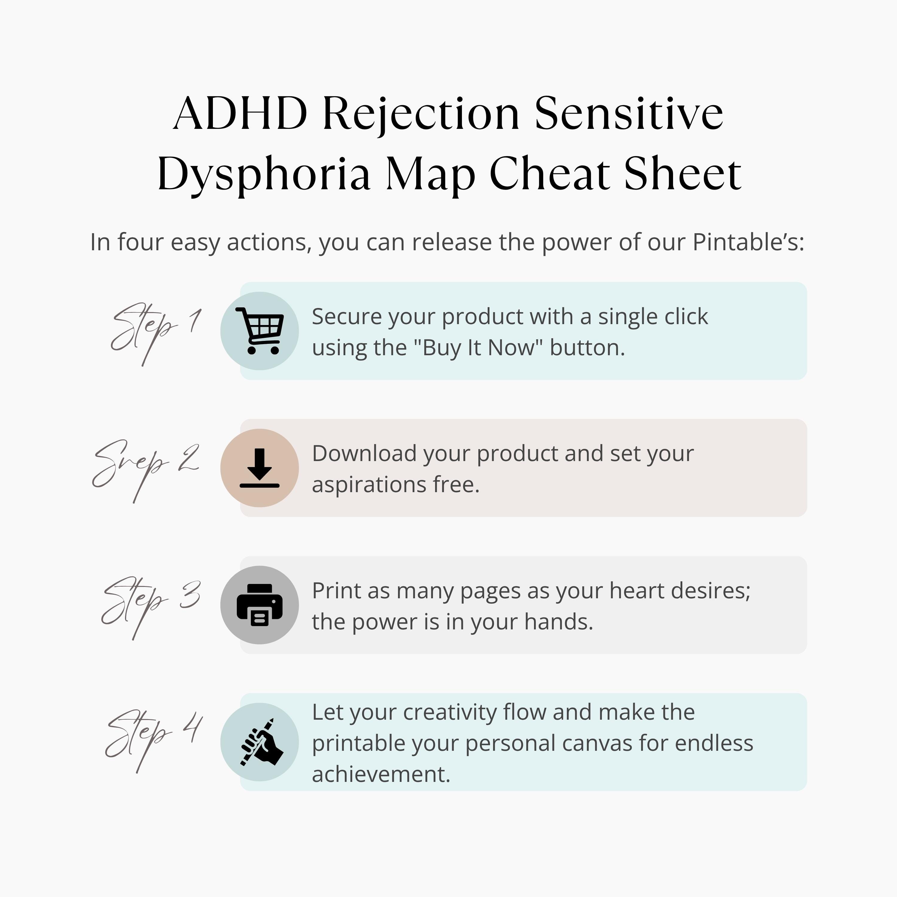 ADHD Rejection Sensitive Dysphoria Map Cheat Sheet for Emotional ...