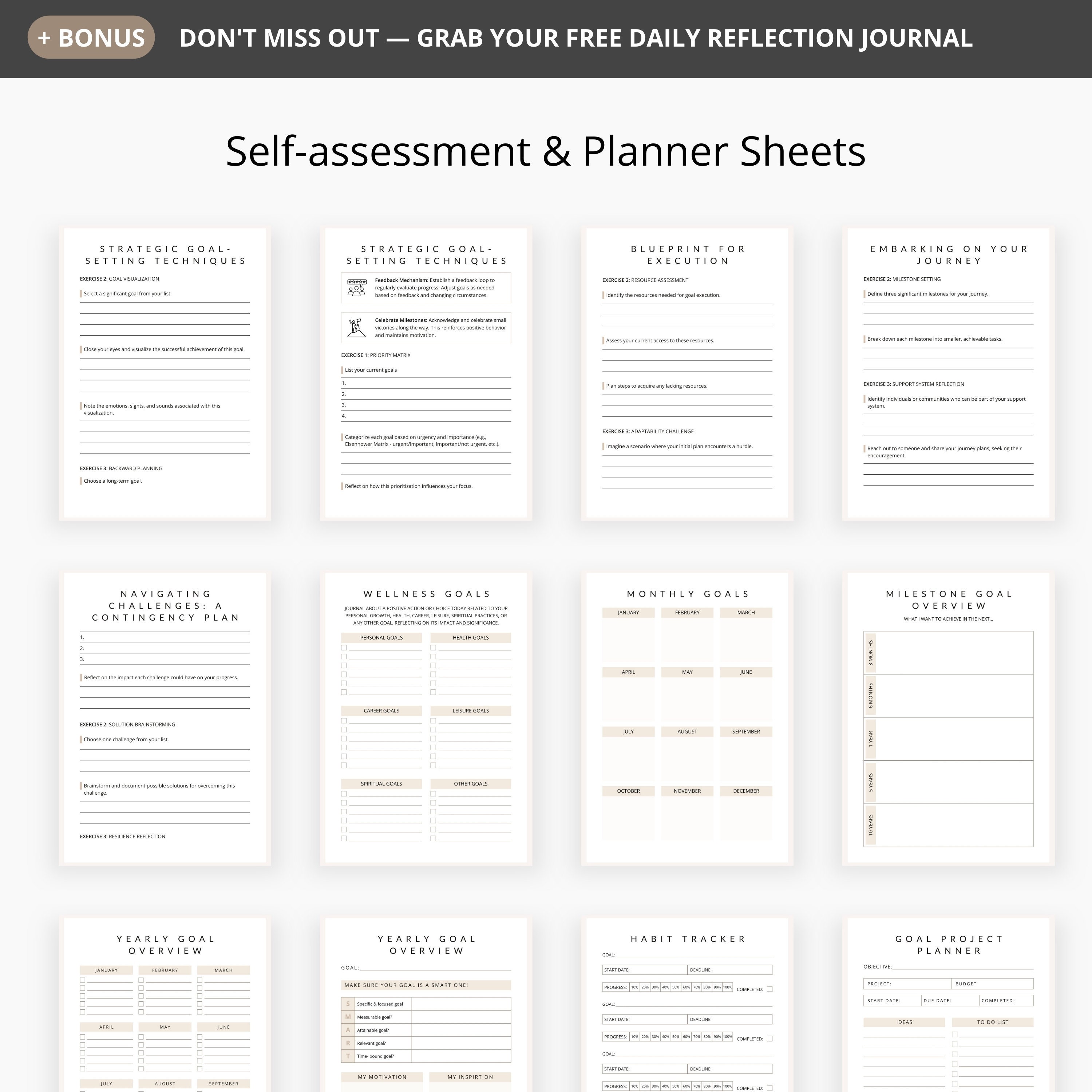 Goal Setting Guide and Personal Development Worksheets for Self ...