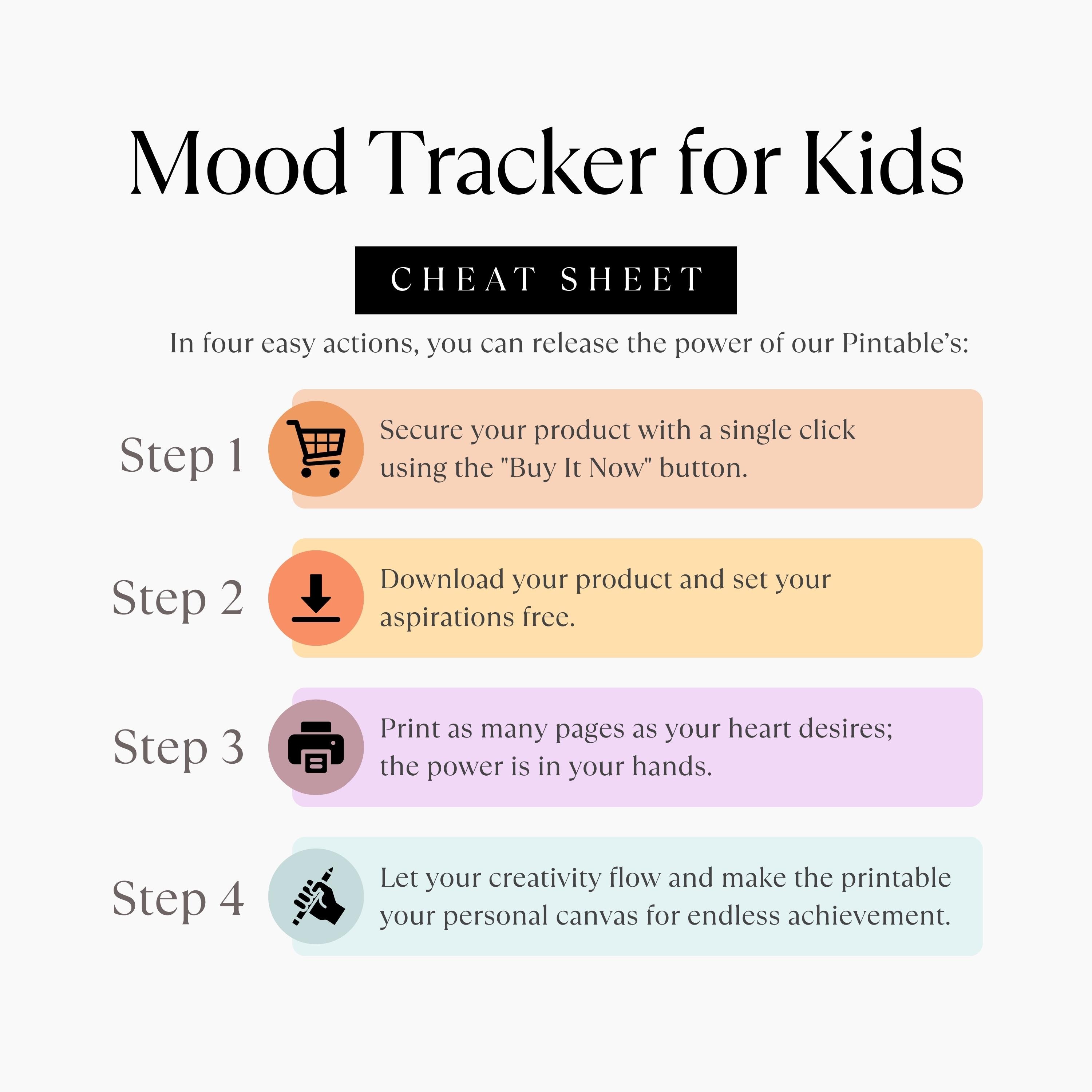 Mood Tracker for Kids, Feelings Chart Printable for Emotional Learning ...