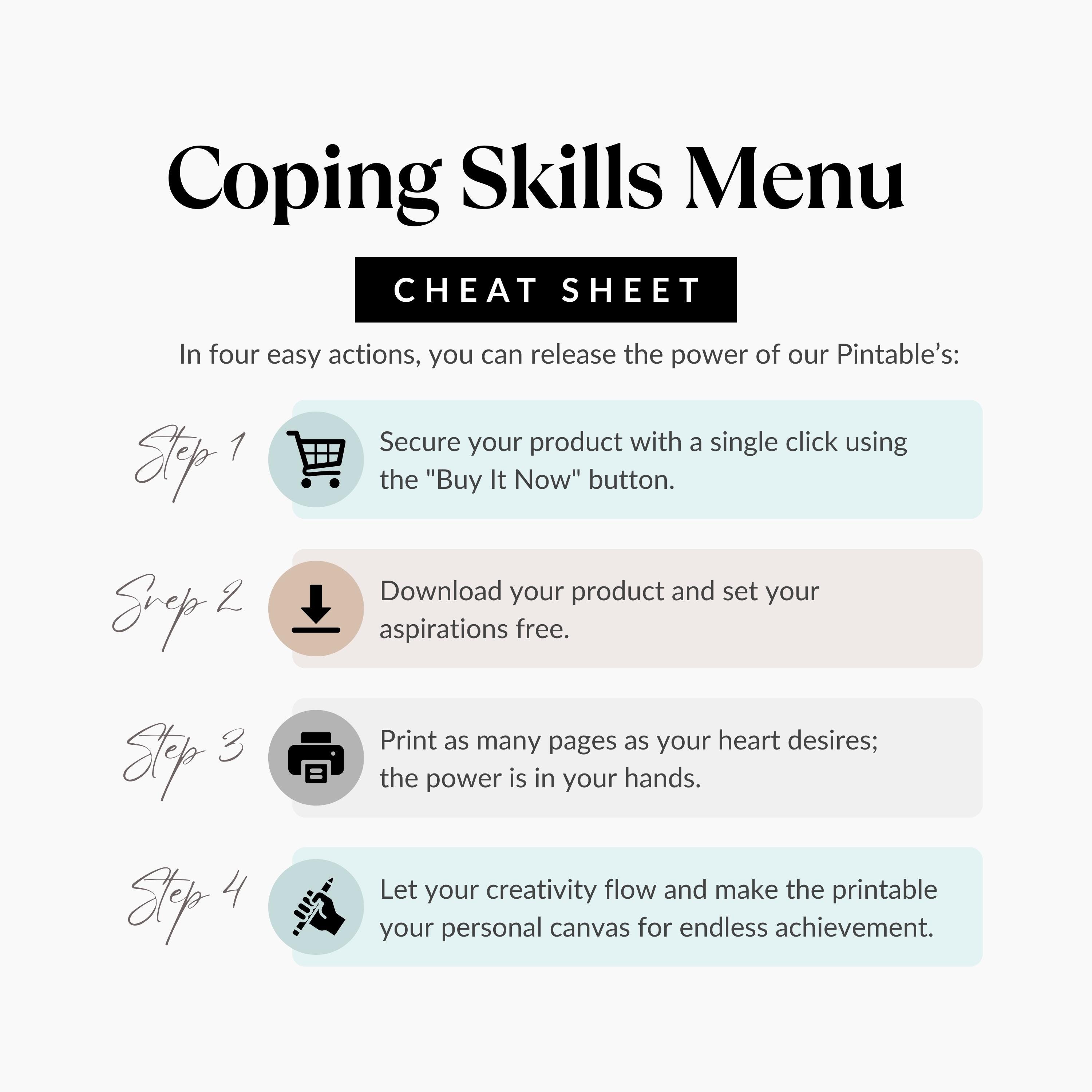 Coping Skills Menu Printable, Anxiety Coping Tools, Nervous System ...