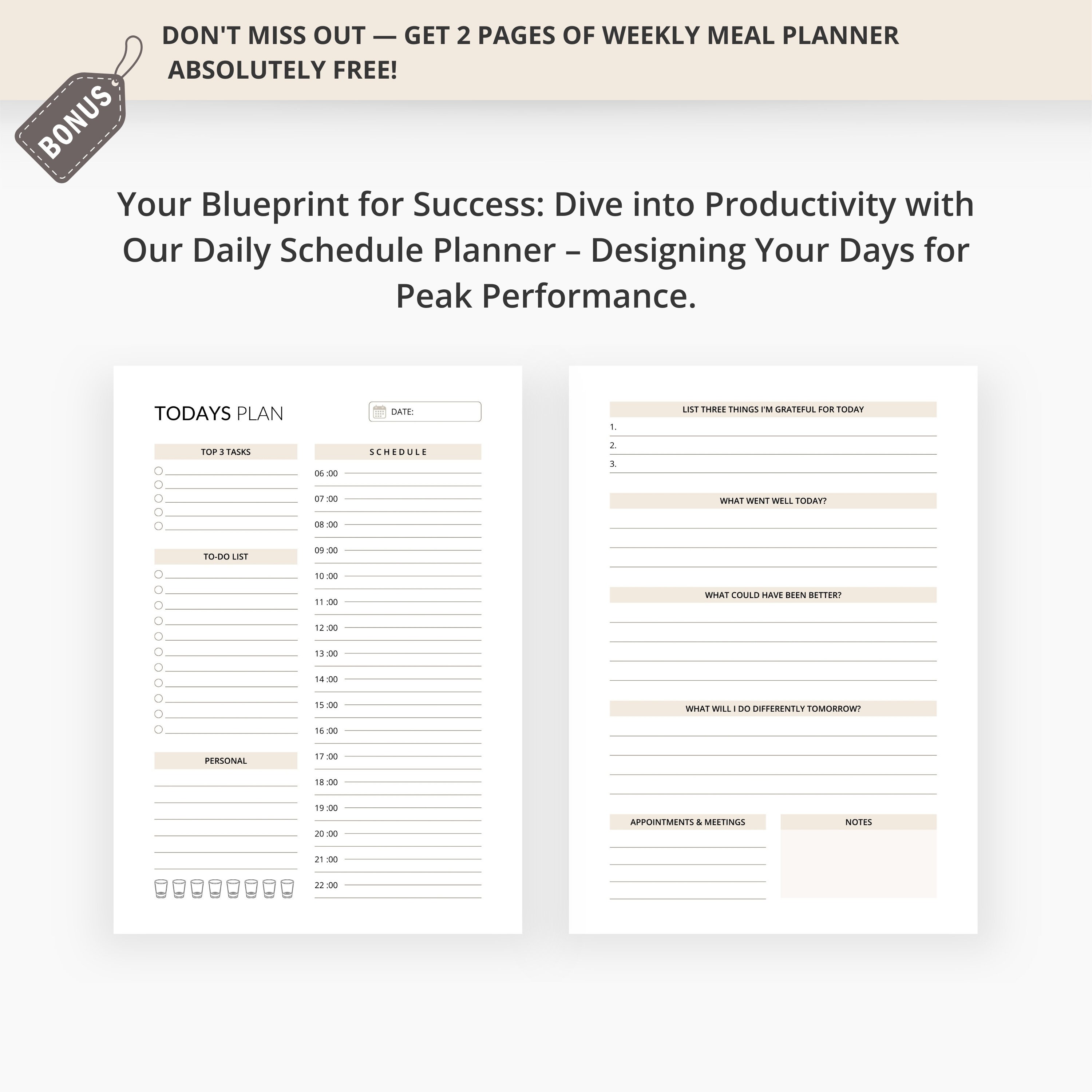 Daily Productivity Printable Employee Work Schedule PDF to Do List ...