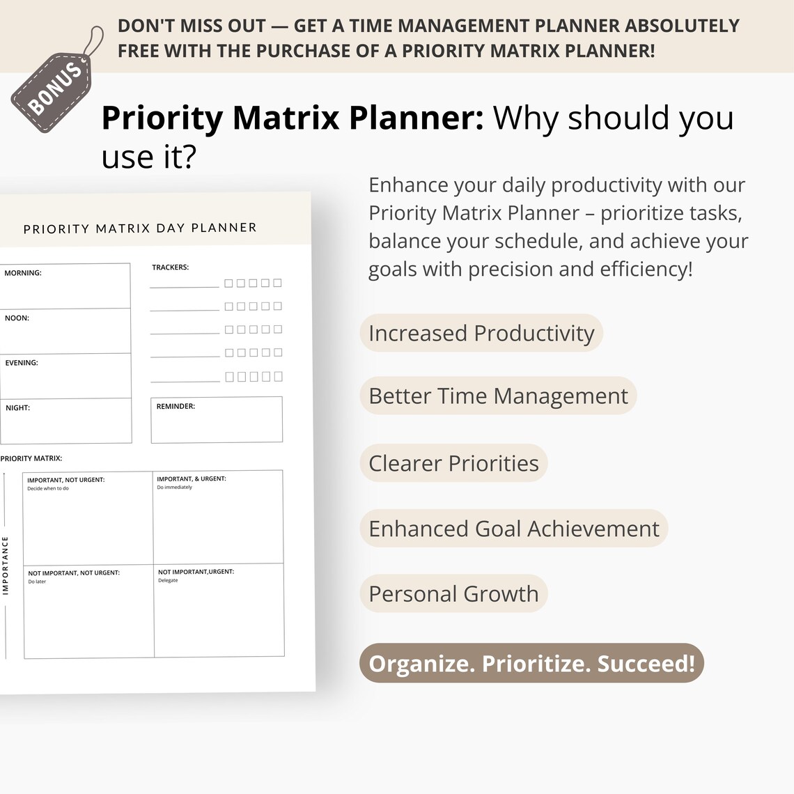 Priority Matrix Planner for Productivity Strategies Daily Task ...