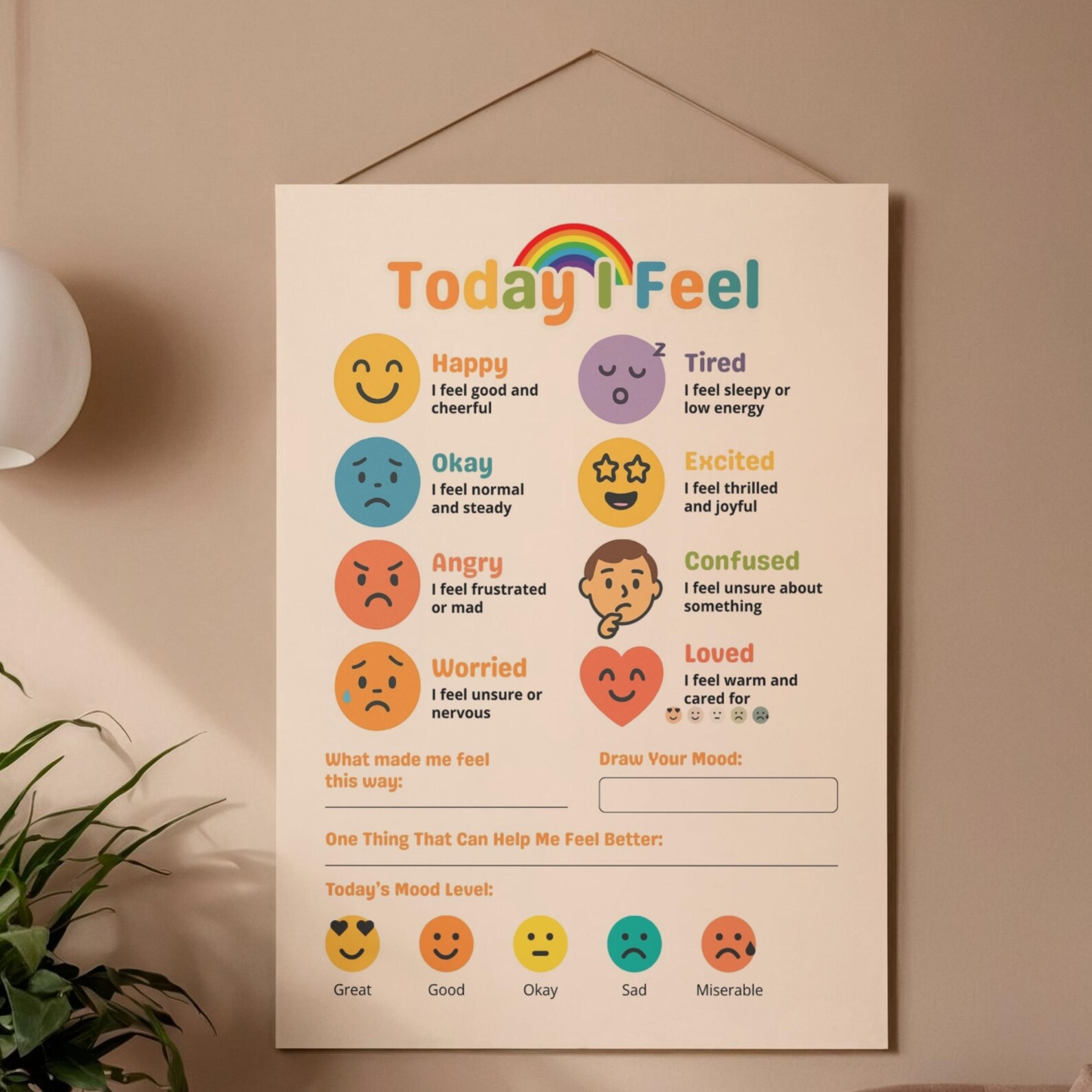 Mood Tracker for Kids, Feelings Chart Printable for Emotional Learning ...