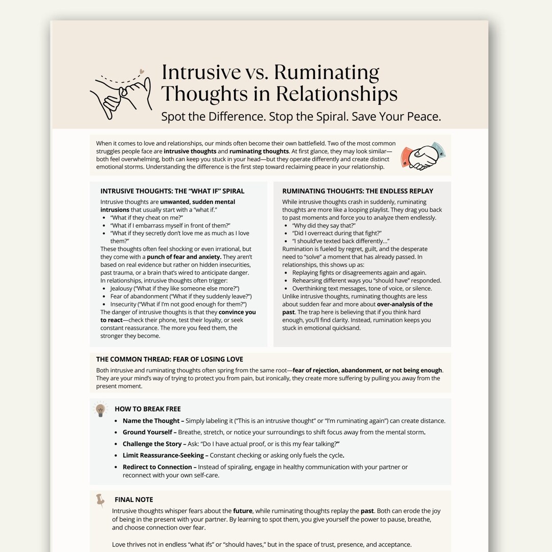 Intrusive Vs. Ruminating Thoughts in Relationships, Couples Therapy ...