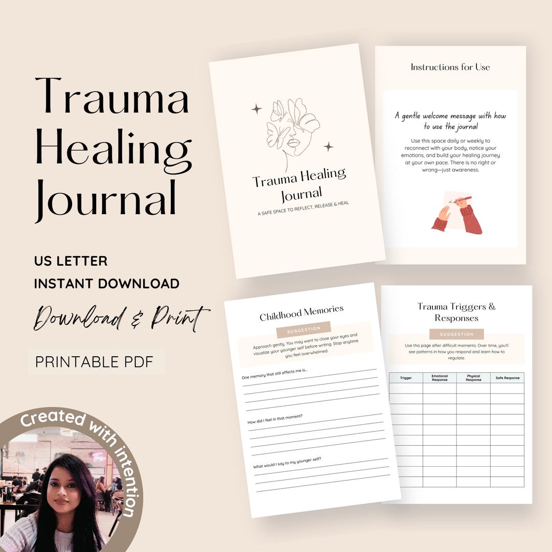 Trauma Healing Journal, Mental Health Printable Workbook, Self ...