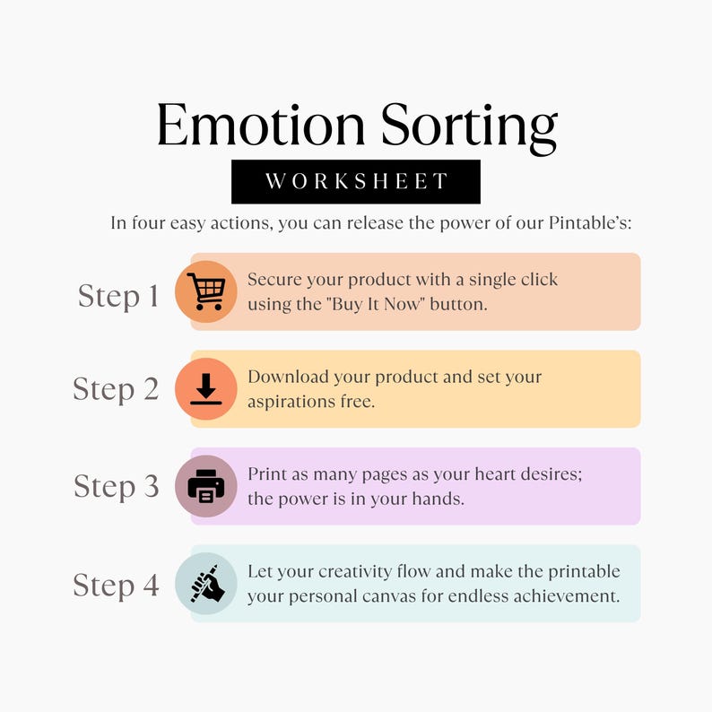 Emotion Sorting Worksheet, Emotions Chart for Kids, Feelings and Coping ...