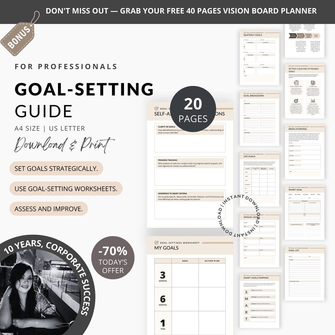 SMART Goal Setting Guide and Planner, Personal Development Workbook and ...