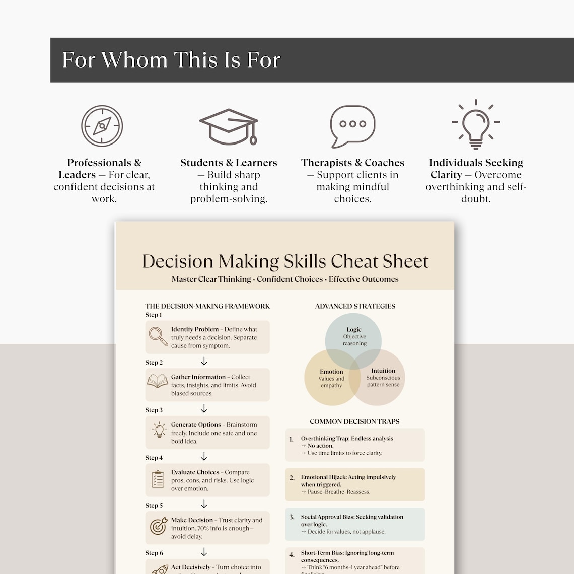 Decision Making Skills Cheat Sheet, Critical Thinking and Clarity ...