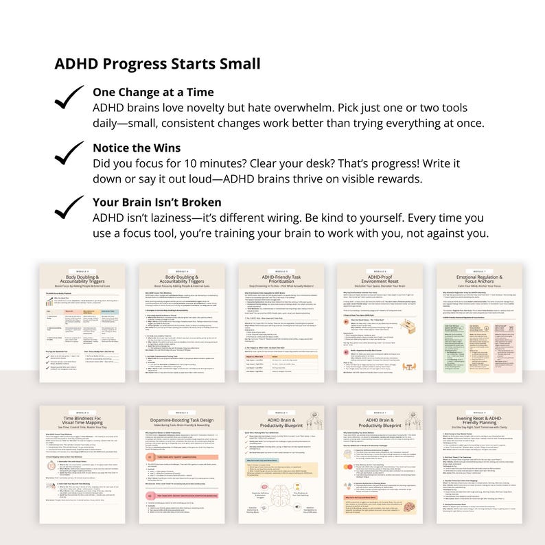 ADHD Productivity Decoder Cheat Sheets, Focus Strategies Worksheet ...