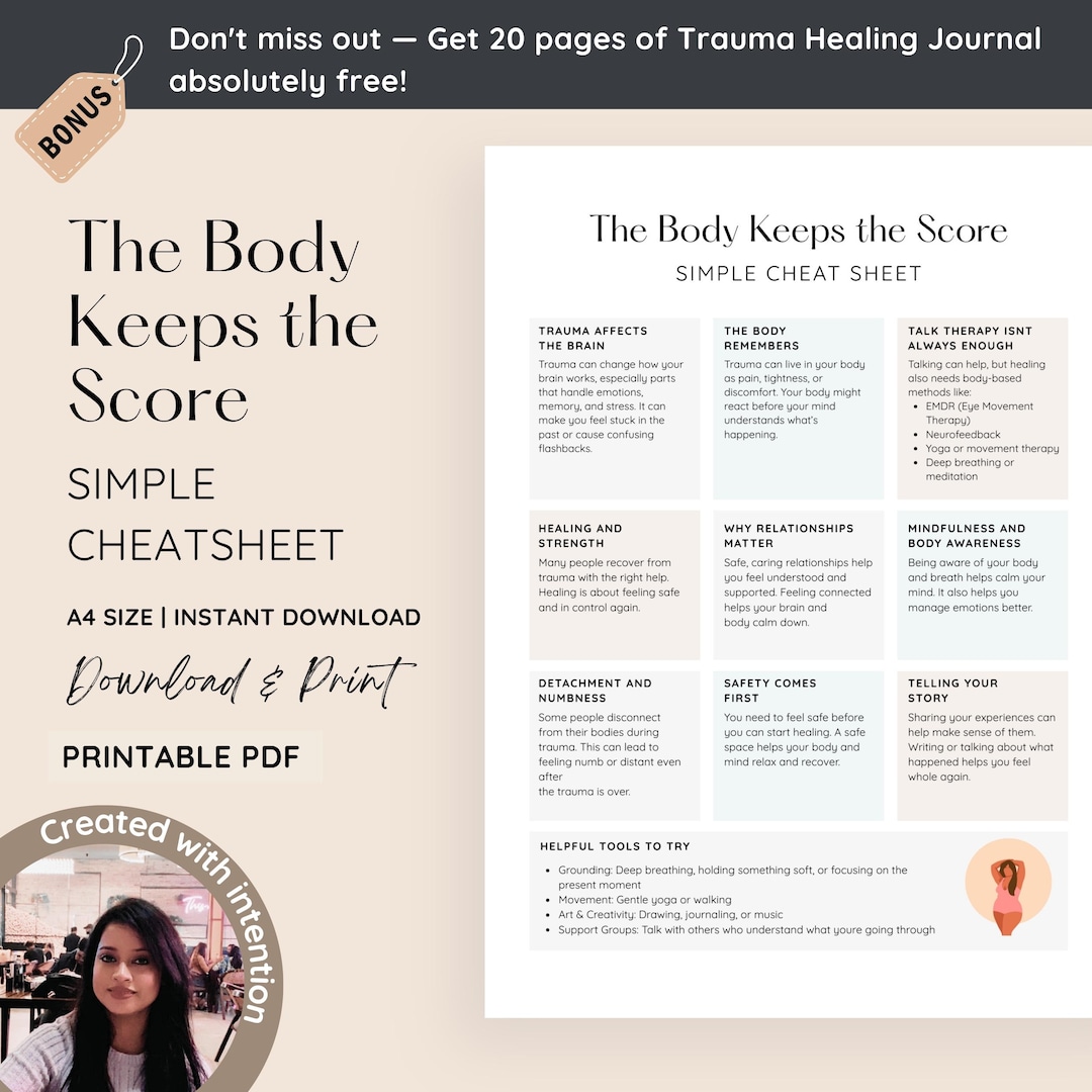 The Body Keeps the Score Cheat Sheet, Trauma Healing Printable, Somatic ...