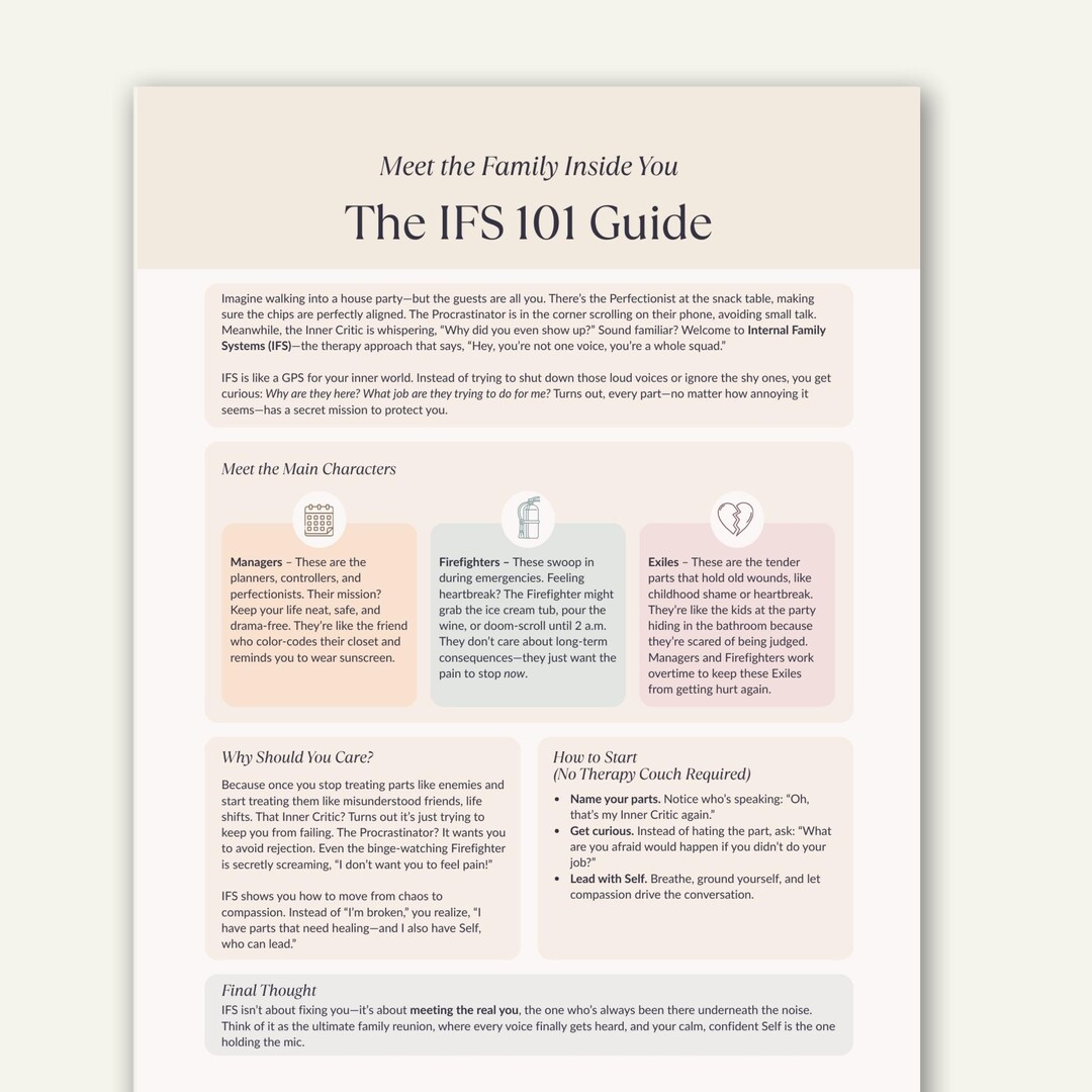 IFS Therapy Guide, Internal Family Systems Printable Worksheet (PDF) - Etsy