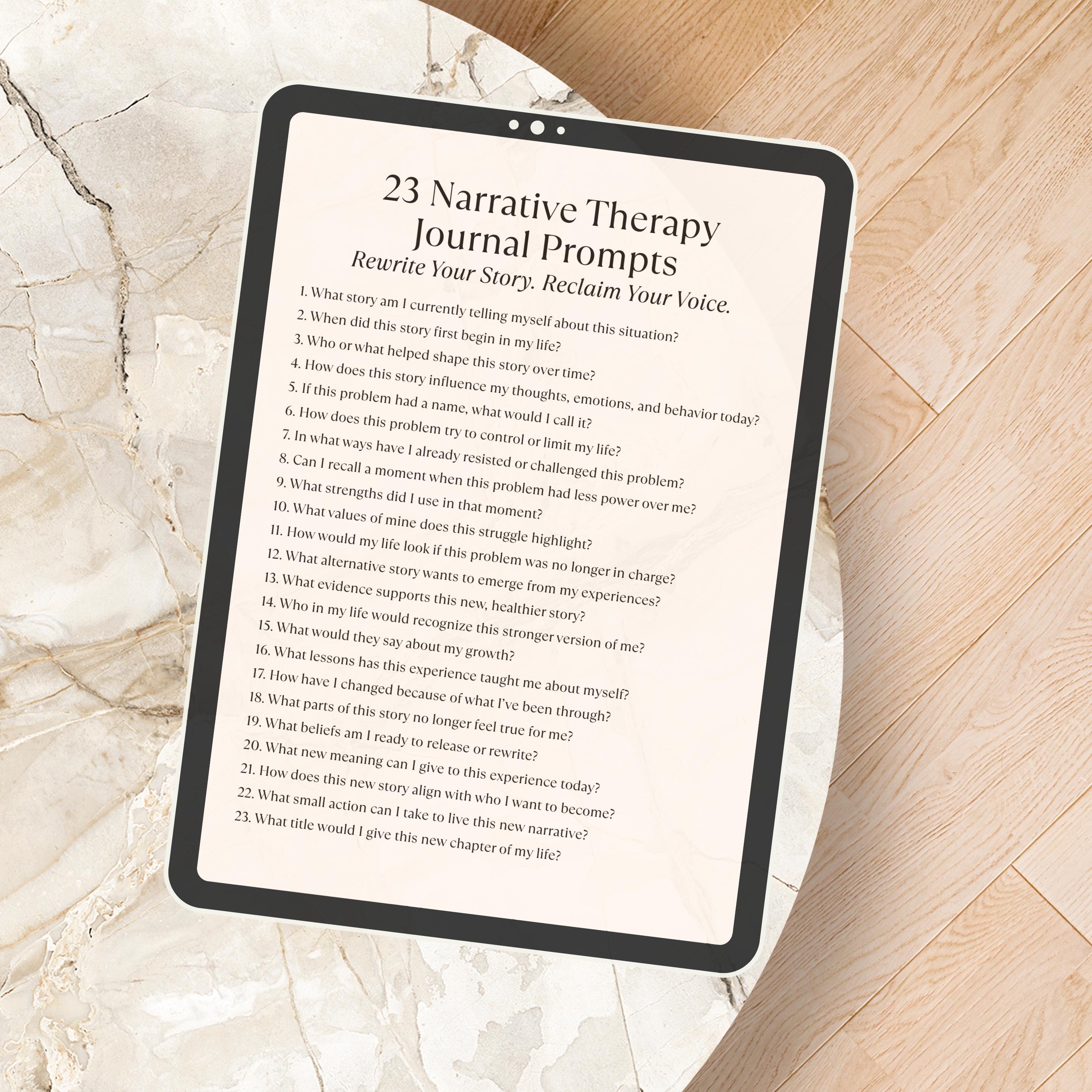 Narrative Therapy Journal Prompts for Healing, Self Reflection and ...