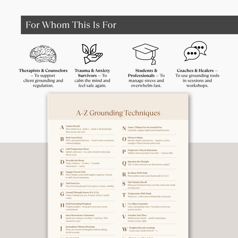A–Z Grounding Techniques Printable, Anxiety Relief and Mindfulness ...