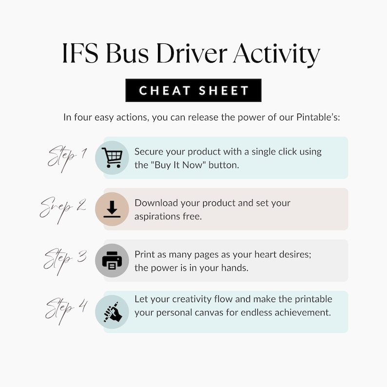 IFS Bus Driver Activity Cheat Sheet, Therapy Worksheet, Self-leadership ...