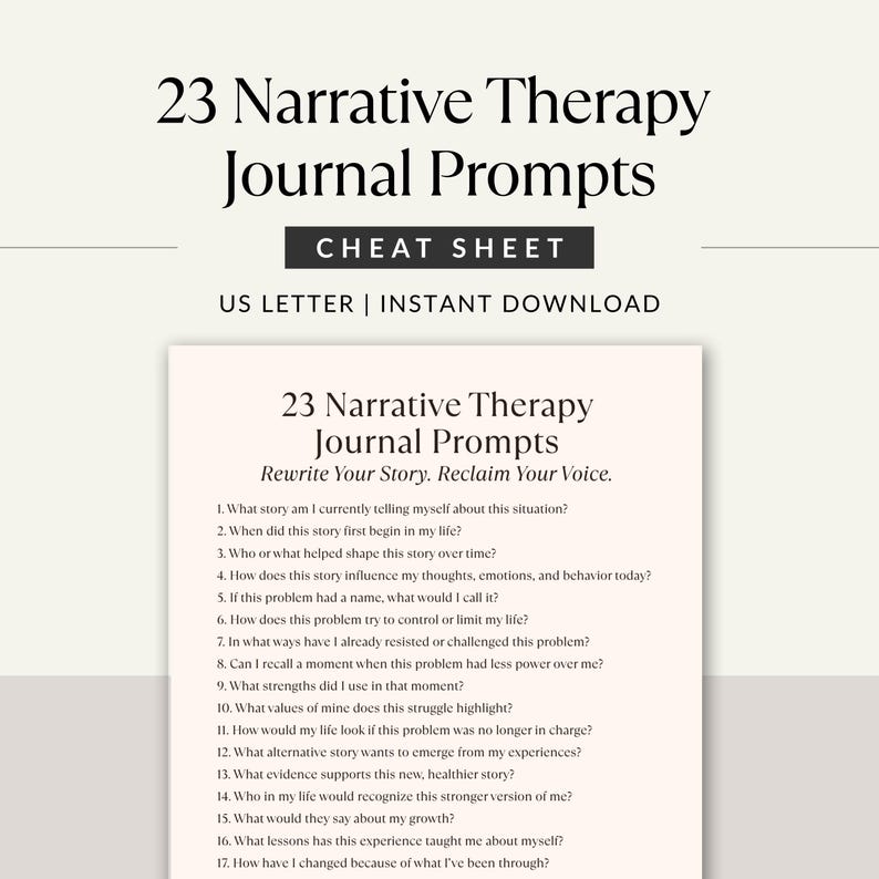 Narrative Therapy Journal Prompts for Healing, Self Reflection and ...