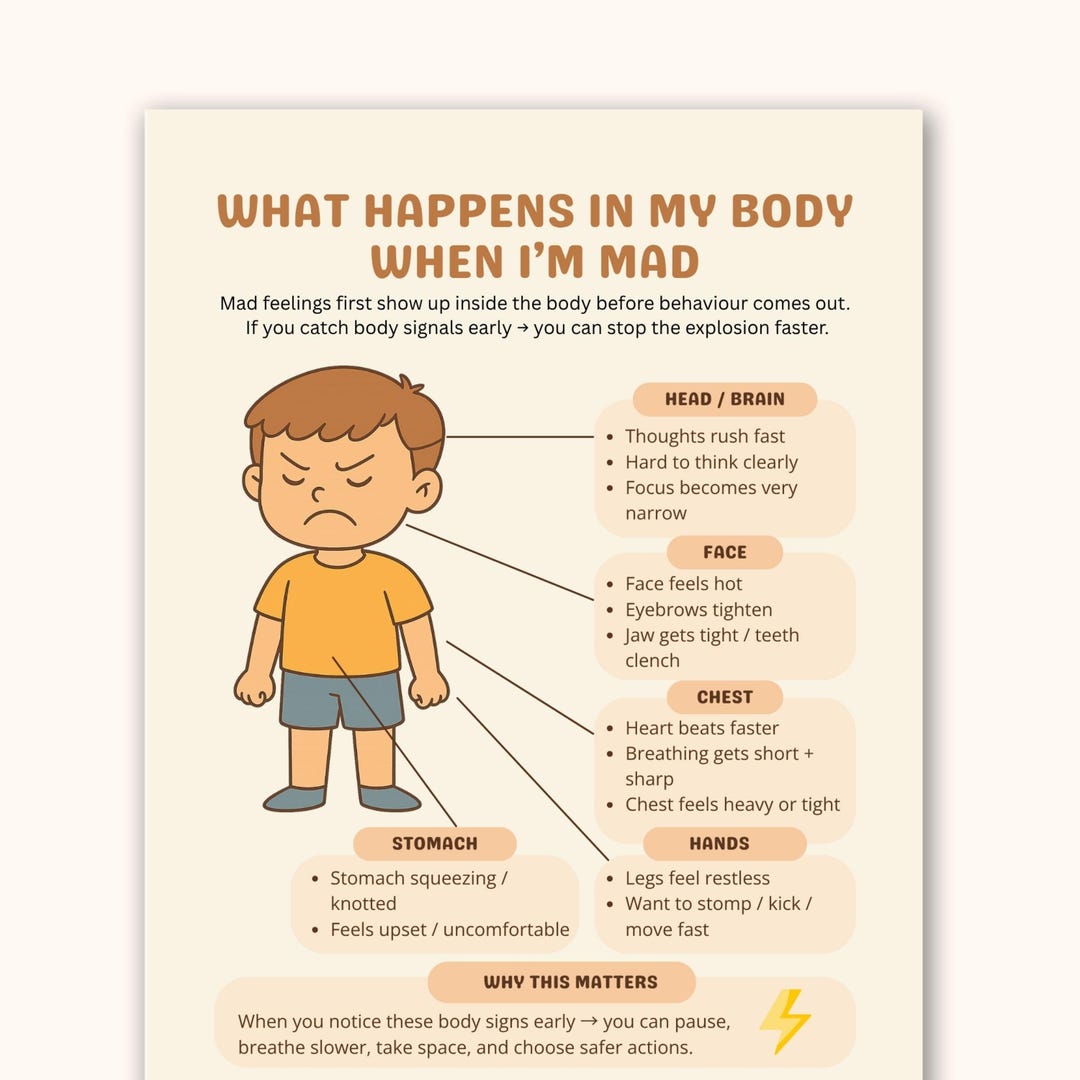 What Happens in My Body When I Am Mad, Anger Body Signals for Kids - Etsy