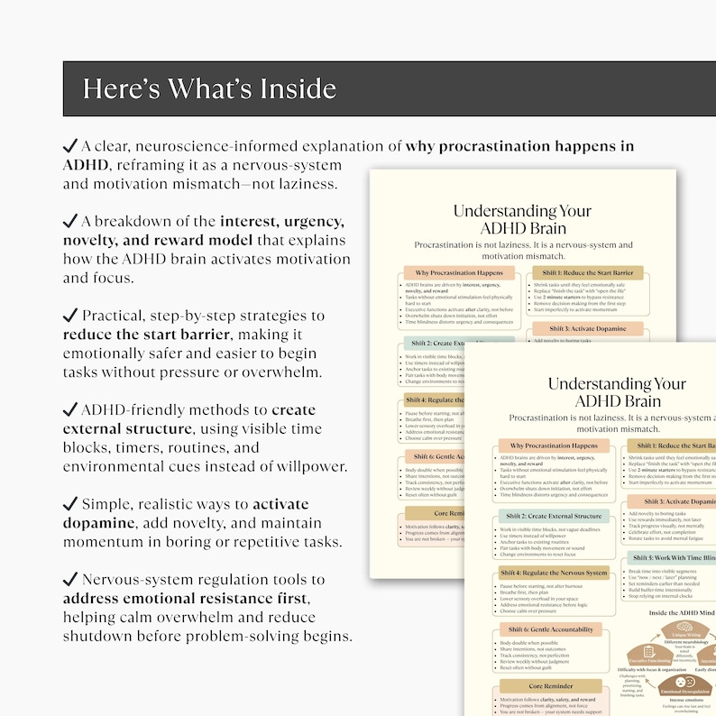 Understanding Your ADHD Brain Cheat Sheet, Adult ADHD Productivity and ...