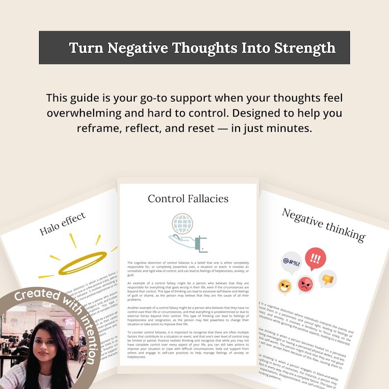 Cognitive Distortions Strategies Guide, CBT Thought Reframing Workbook ...