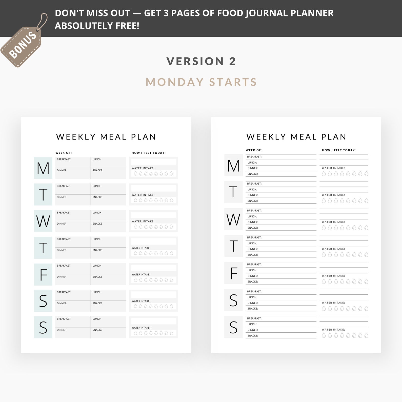 Digital Meal Plan Template for Healthy Eating, Printable Weekly Food ...