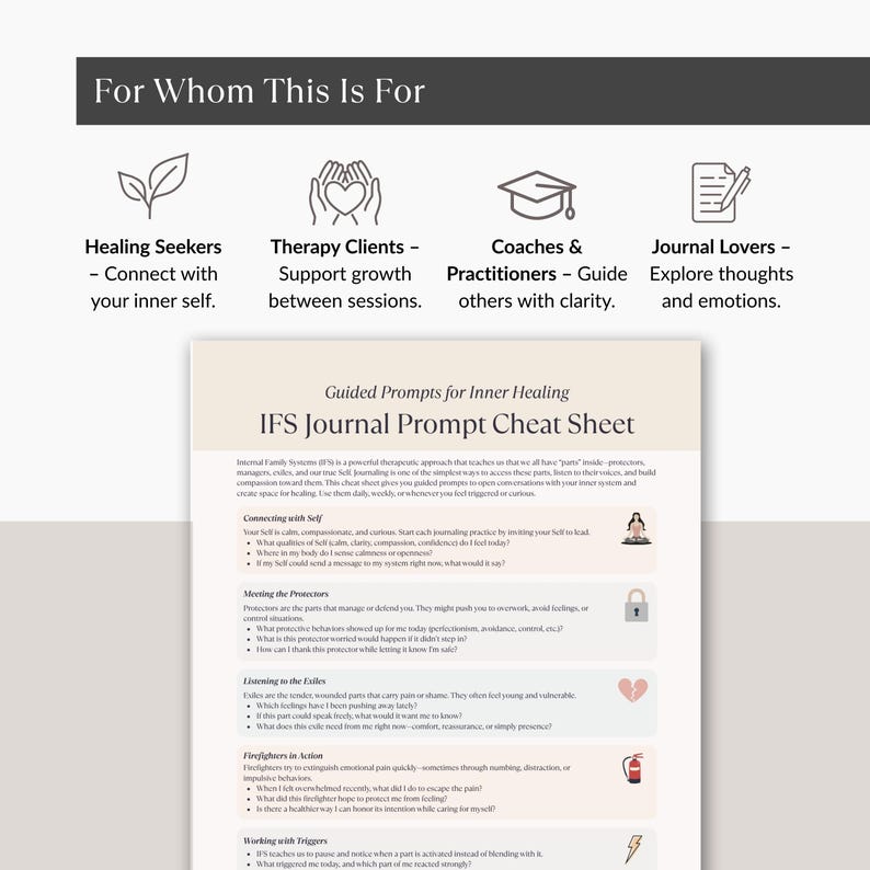 IFS Journal Prompts Cheat Sheet, Trauma Healing and Self-reflection ...