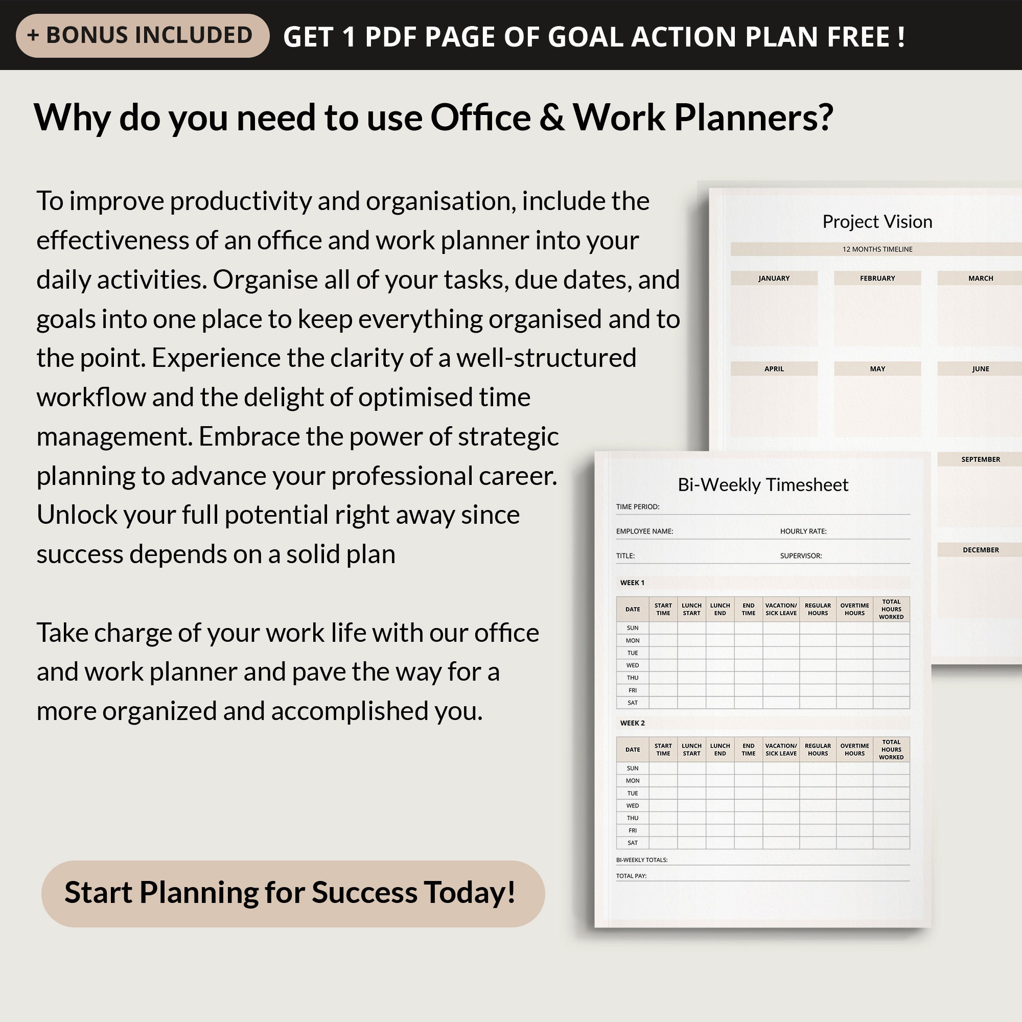 Efficient Work Office Planner for Enhanced Productivity, Stay Organized ...